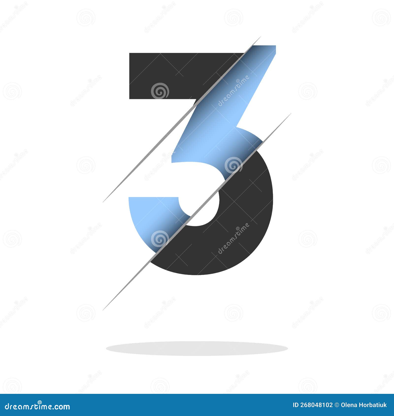 3 Number, 3d Cut Design. Icon for Celebration Design. Vector Typography ...