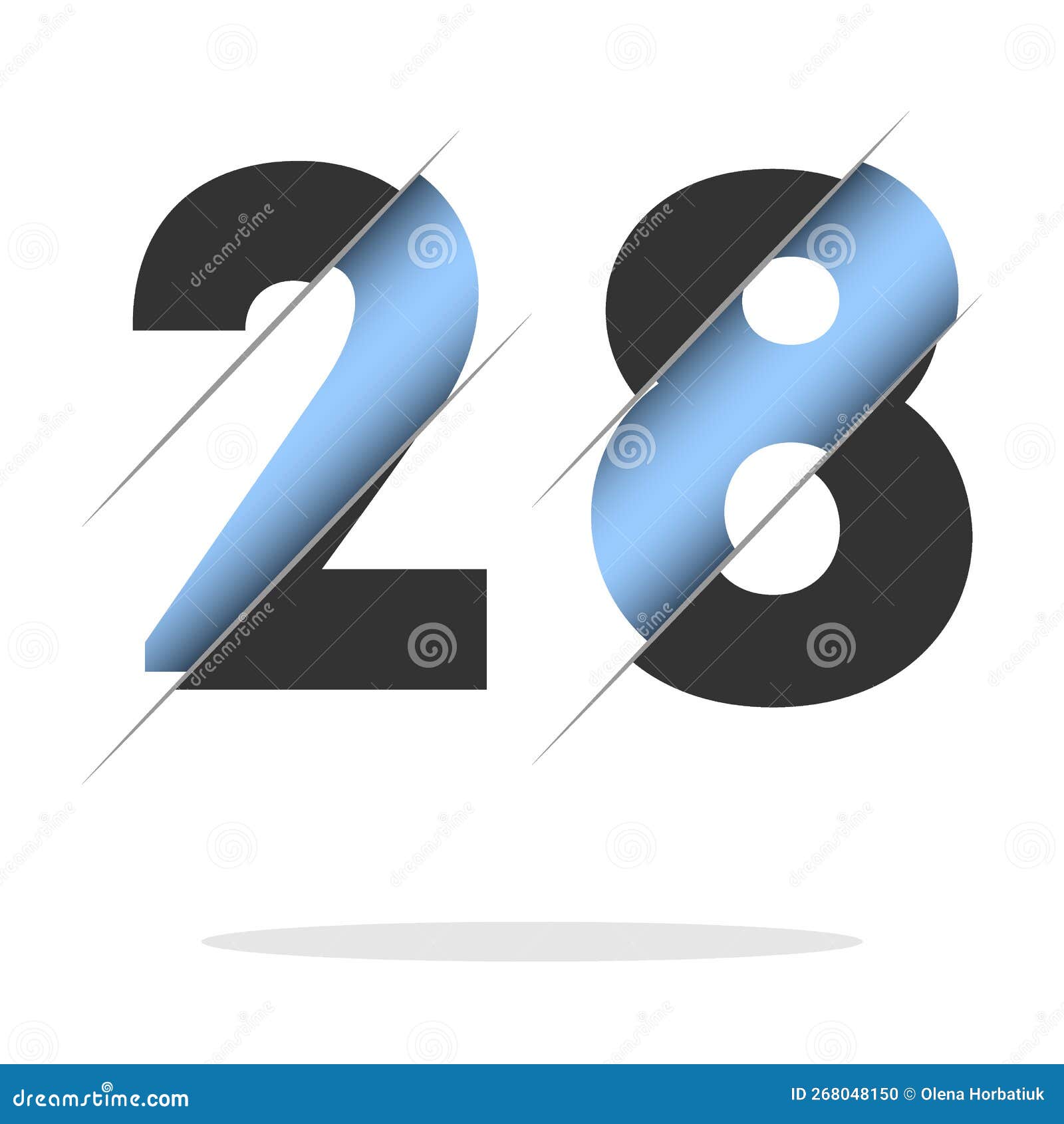 28 Number, 3d Cut Design. Icon for Celebration Design. Vector ...