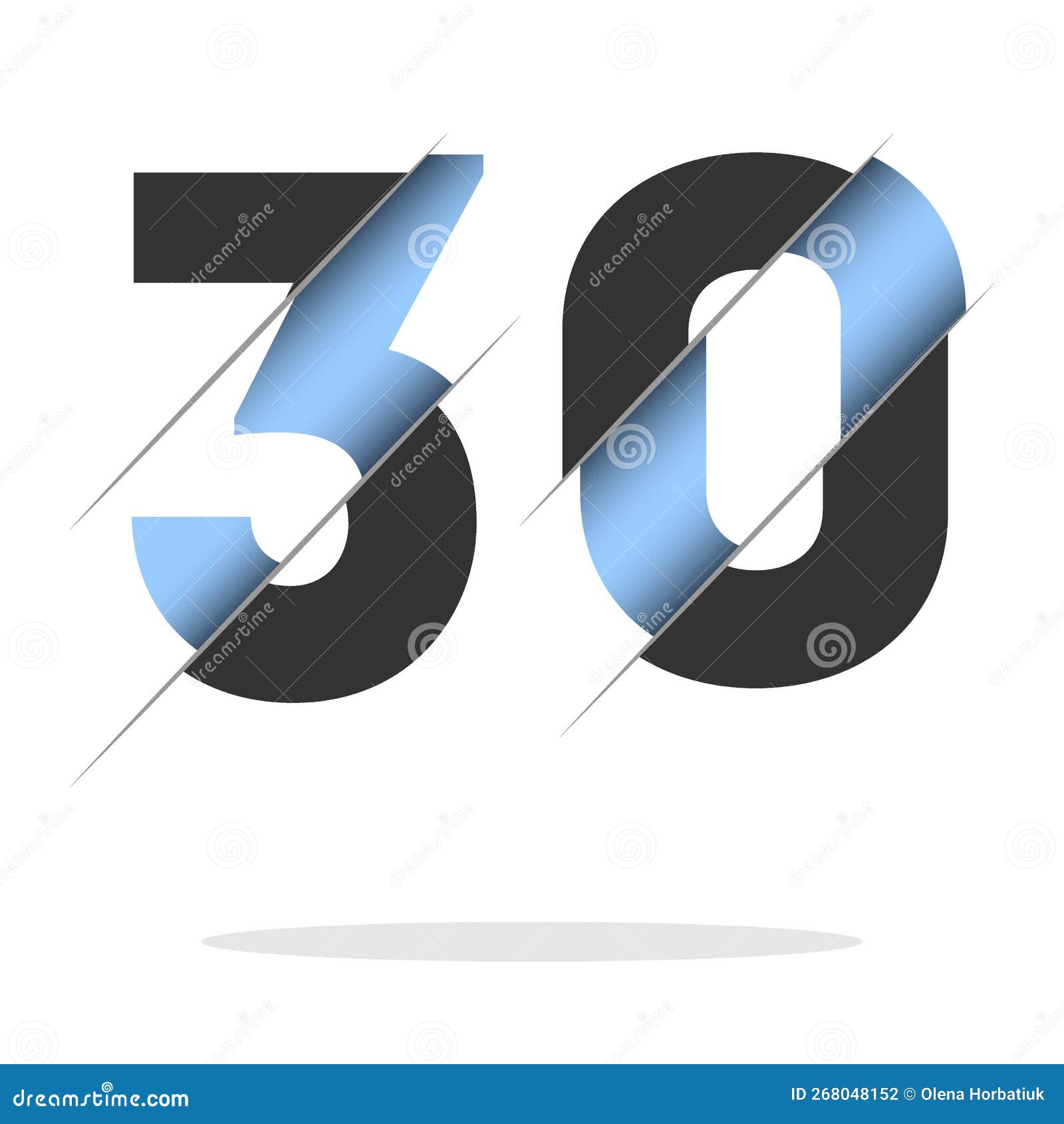 30 Number, 3d Cut Design. Icon for Celebration Design. Vector ...