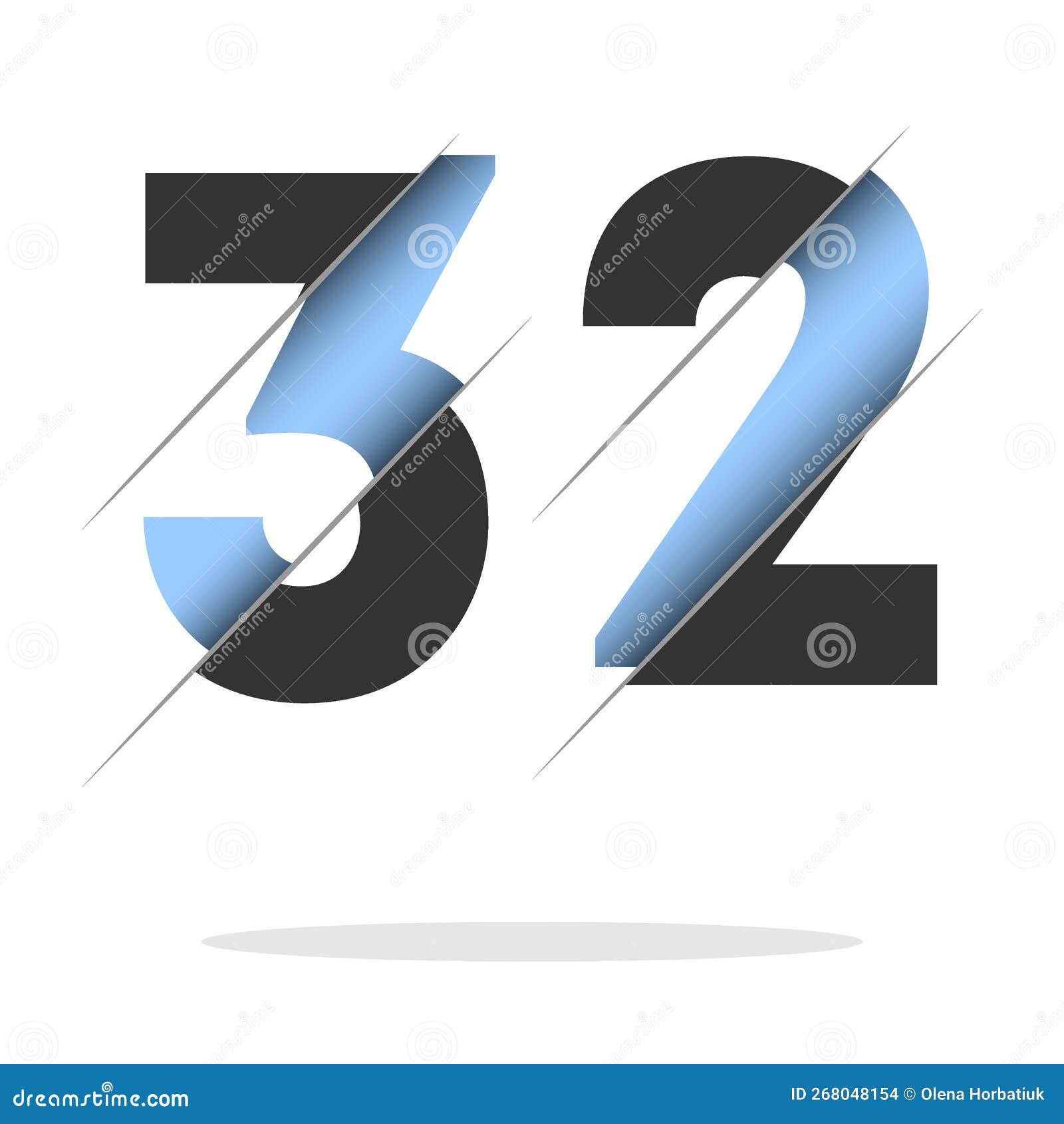 32 Number, 3d Cut Design. Icon for Celebration Design. Vector ...
