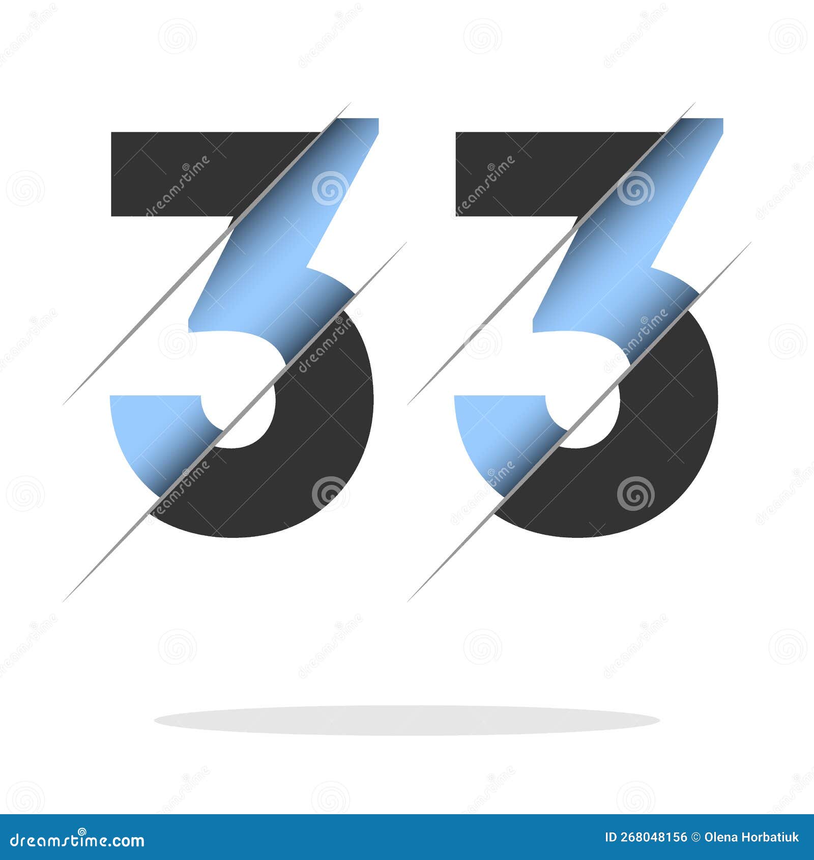 33 Number, 3d Cut Design. Icon for Celebration Design. Vector ...