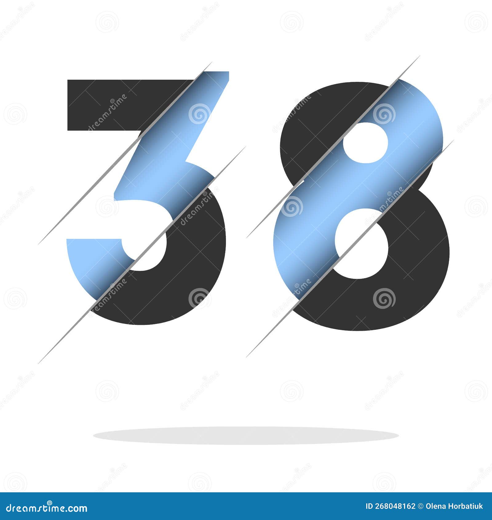 38 Number, 3d Cut Design. Icon for Celebration Design. Vector ...
