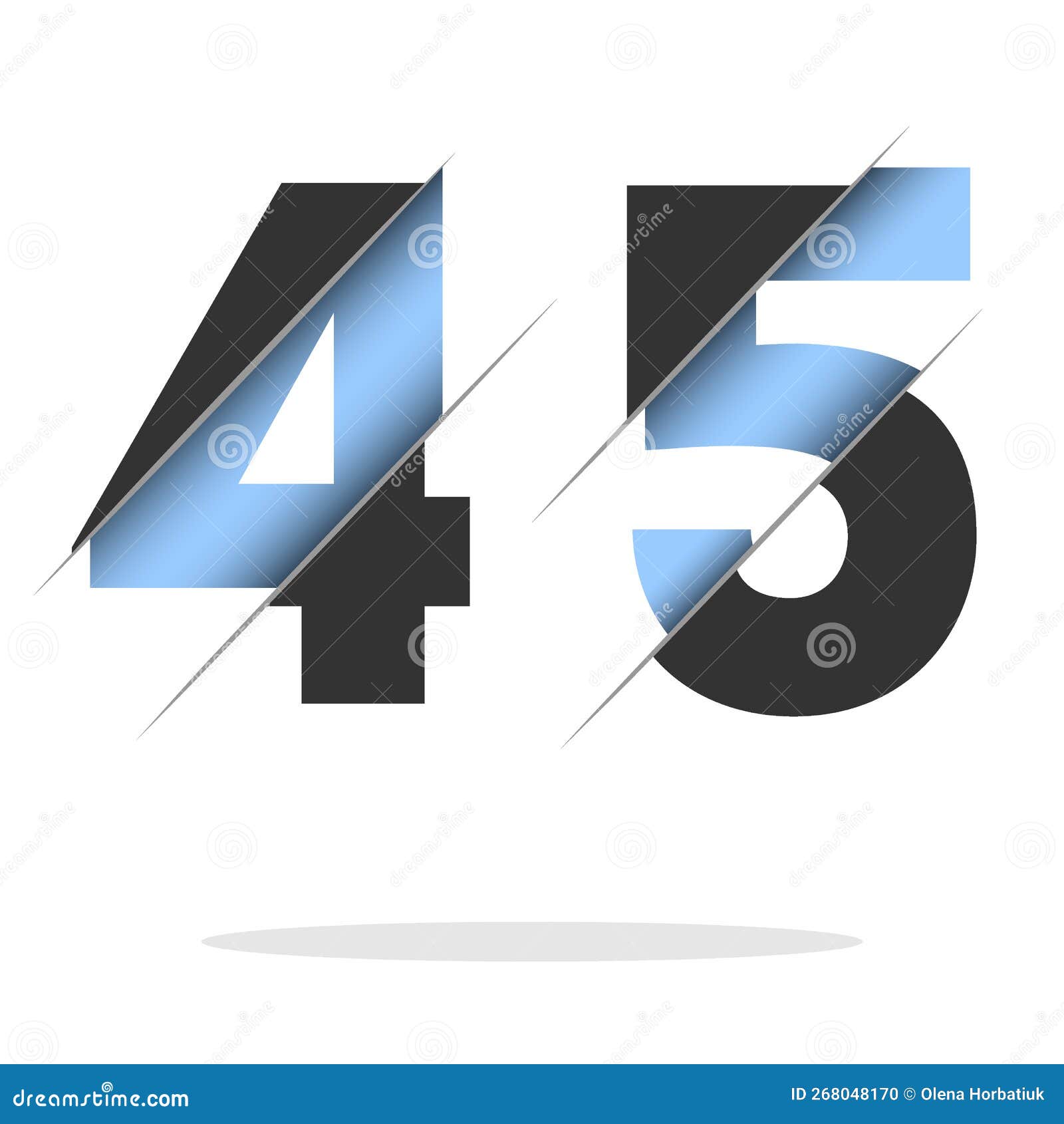 45 Number, 3d Cut Design. Icon for Celebration Design. Vector ...