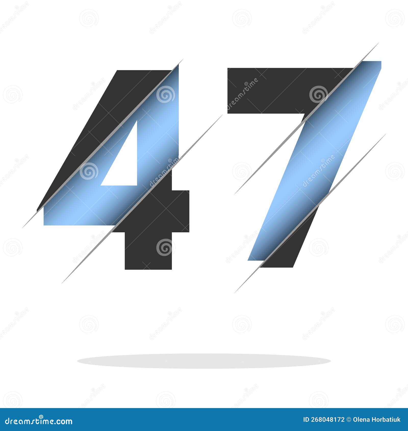 47 Number, 3d Cut Design. Icon for Celebration Design. Vector ...