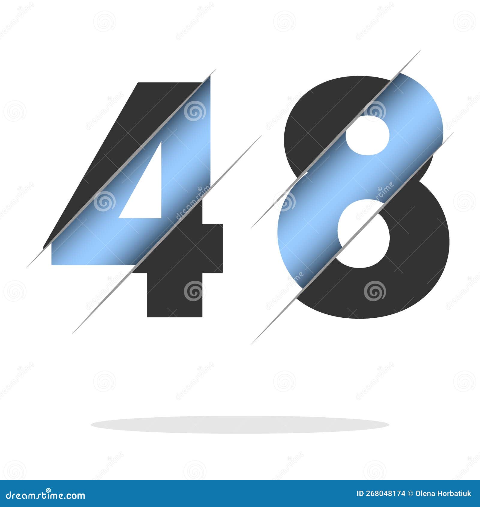 48 Number, 3d Cut Design. Icon for Celebration Design. Vector ...