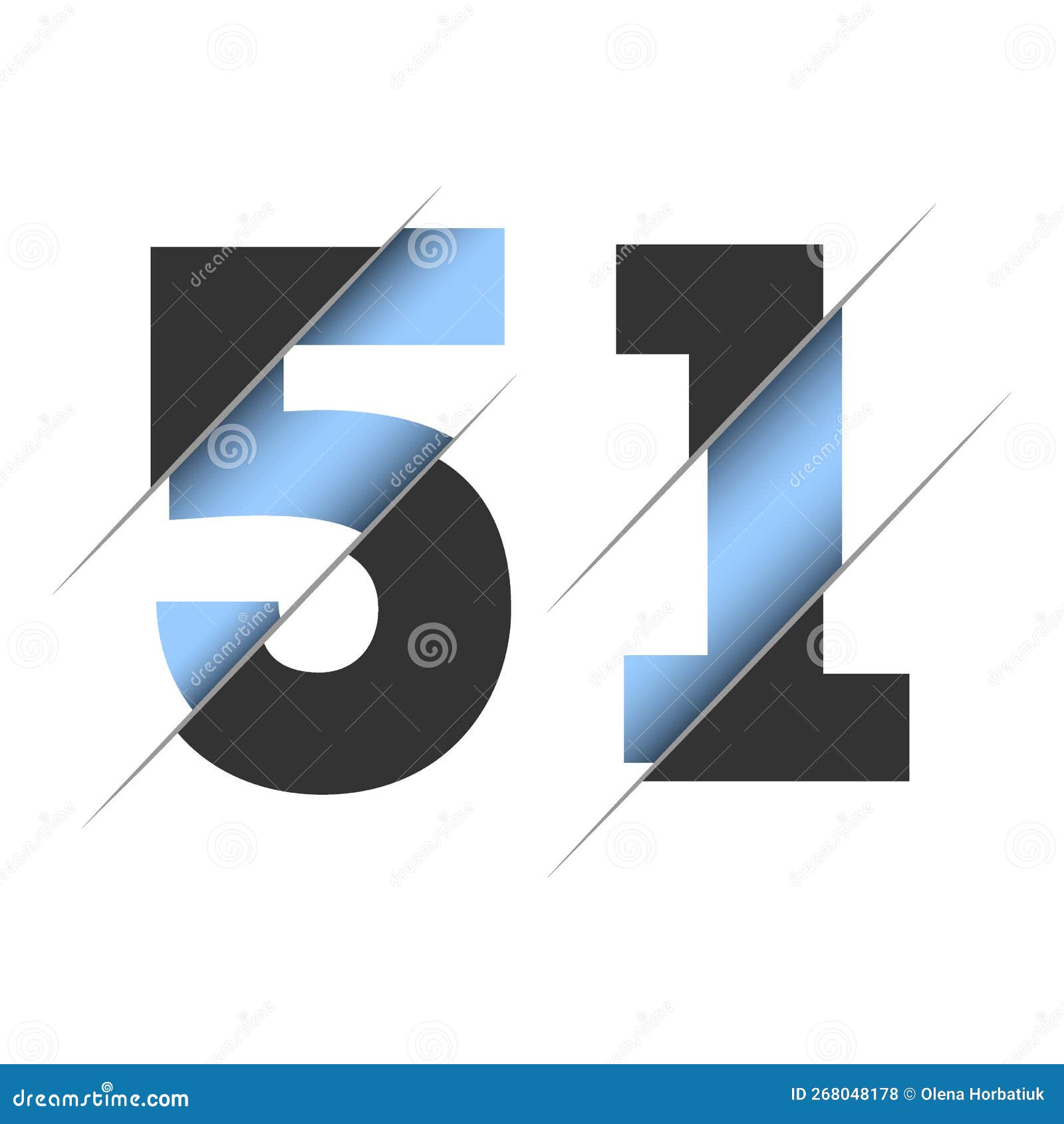 51 Number, 3d Cut Design. Icon for Celebration Design. Vector ...