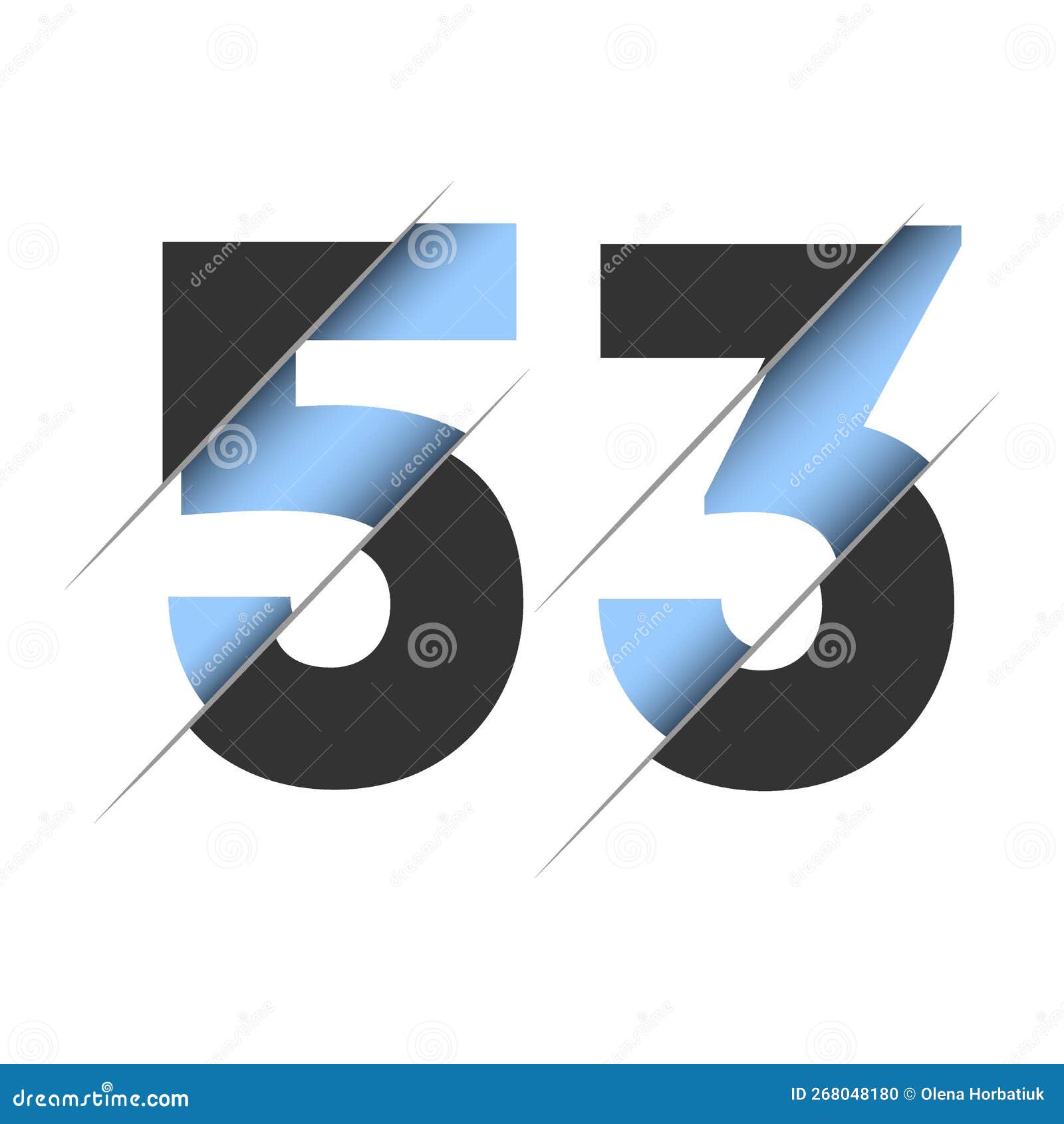 53 Number, 3d Cut Design. Icon for Celebration Design. Vector ...