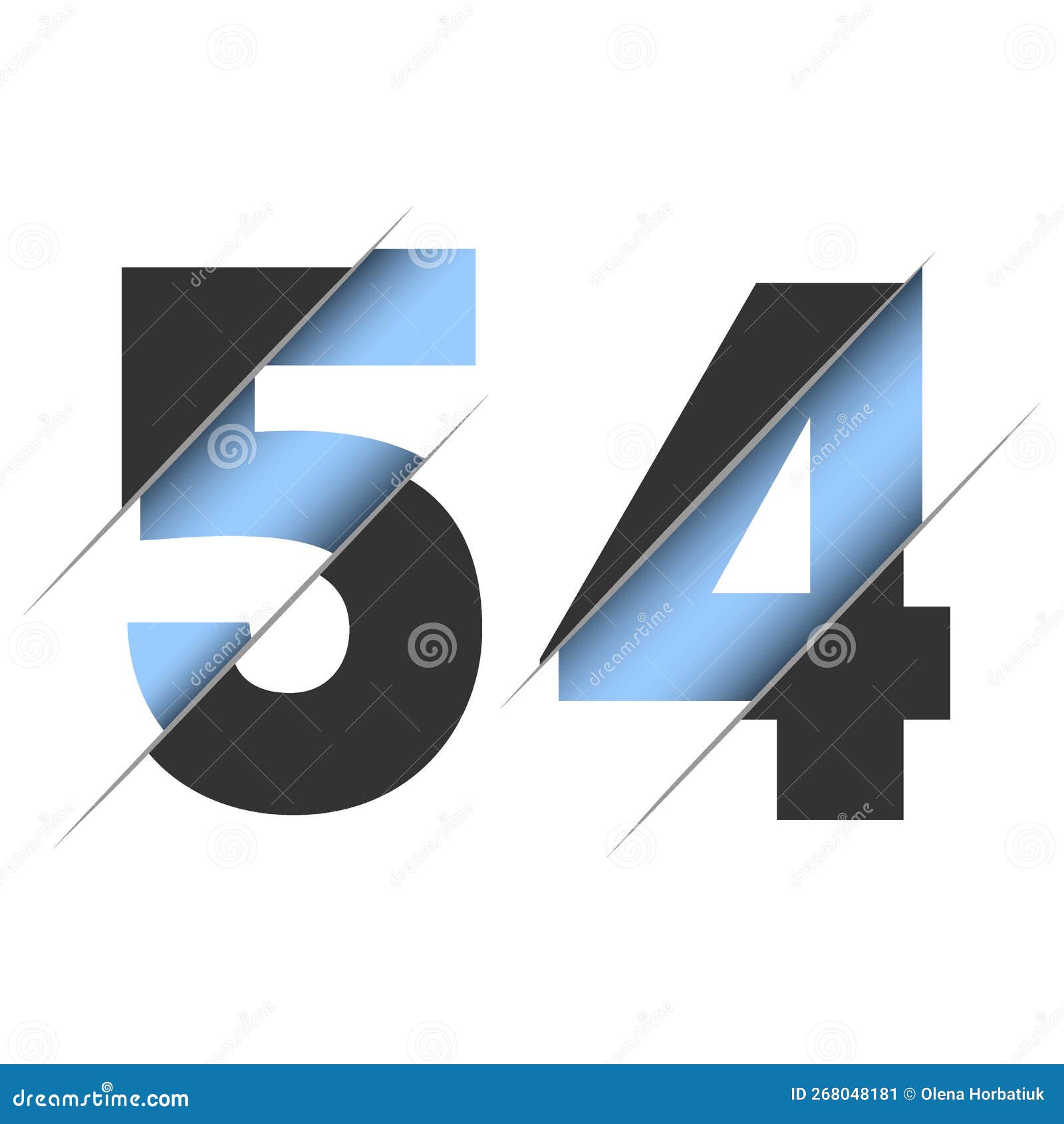 54 Number, 3d Cut Design. Icon for Celebration Design. Vector ...