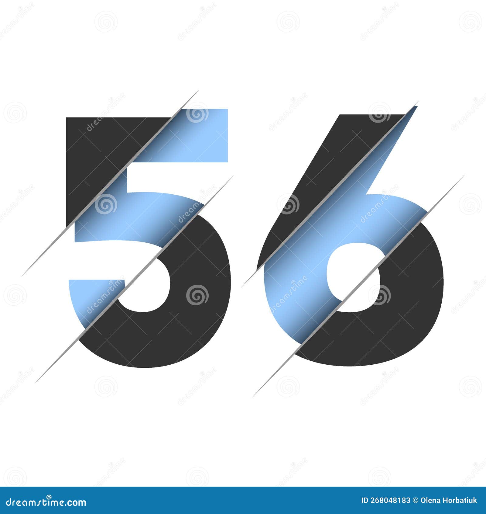 56 Number, 3d Cut Design. Icon for Celebration Design. Vector ...