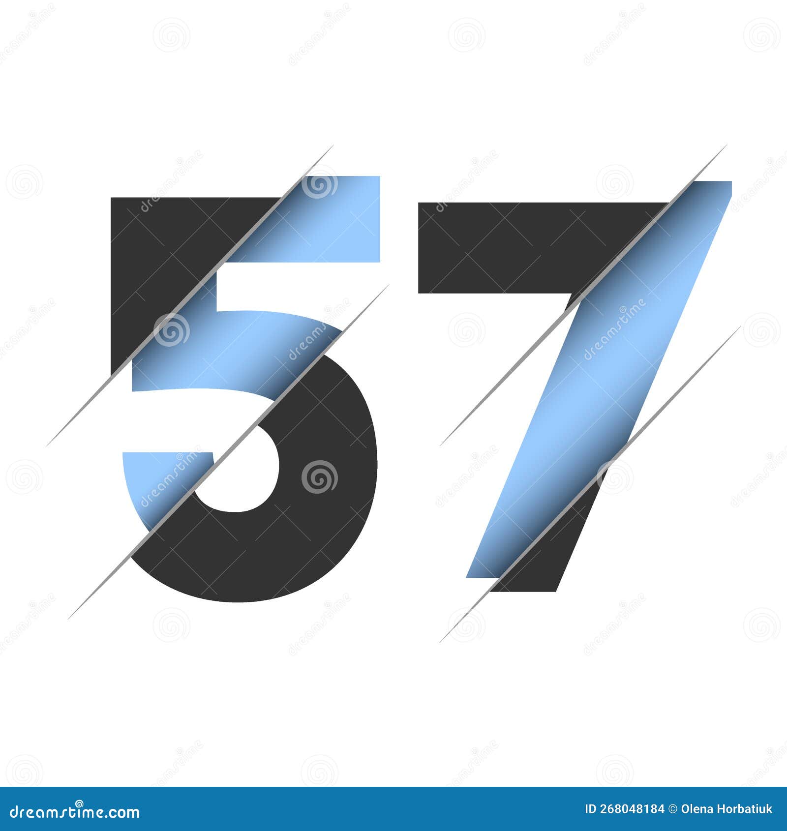 57 Number, 3d Cut Design. Icon for Celebration Design. Vector ...