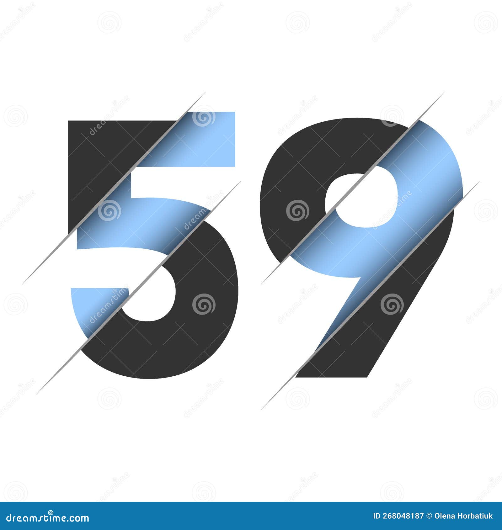 59 Number, 3d Cut Design. Icon for Celebration Design. Vector ...