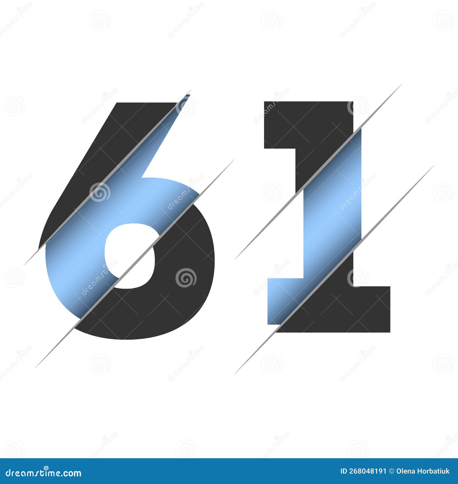 61 Number, 3d Cut Design. Icon for Celebration Design. Vector ...