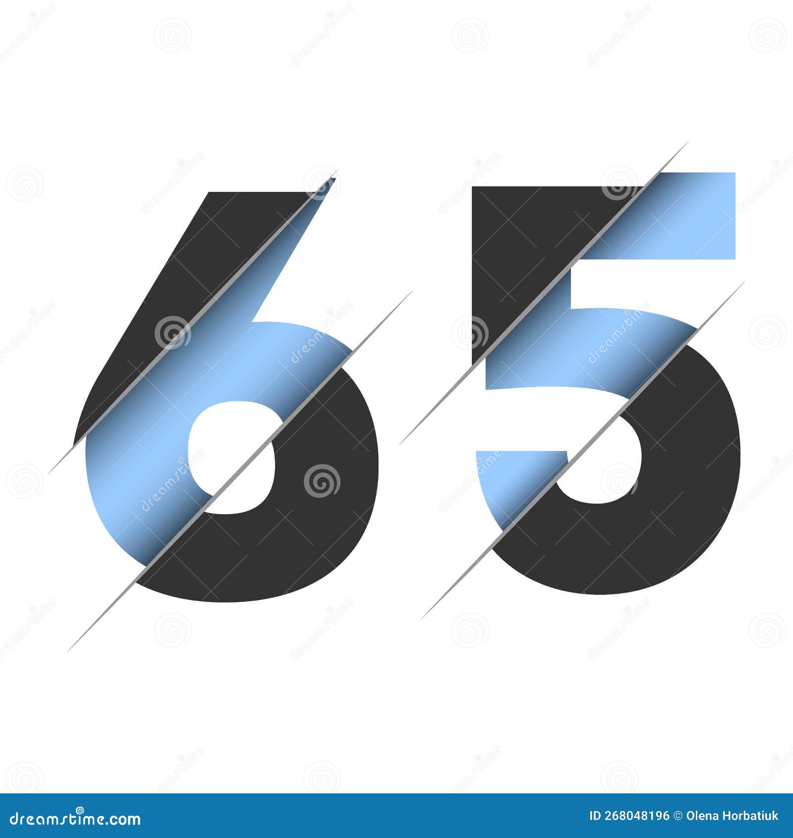 65 Number, 3d Cut Design. Icon for Celebration Design. Vector ...