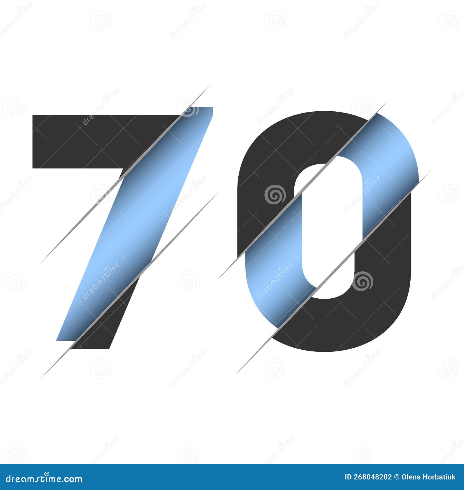70 Number, 3d Cut Design. Icon for Celebration Design. Vector ...