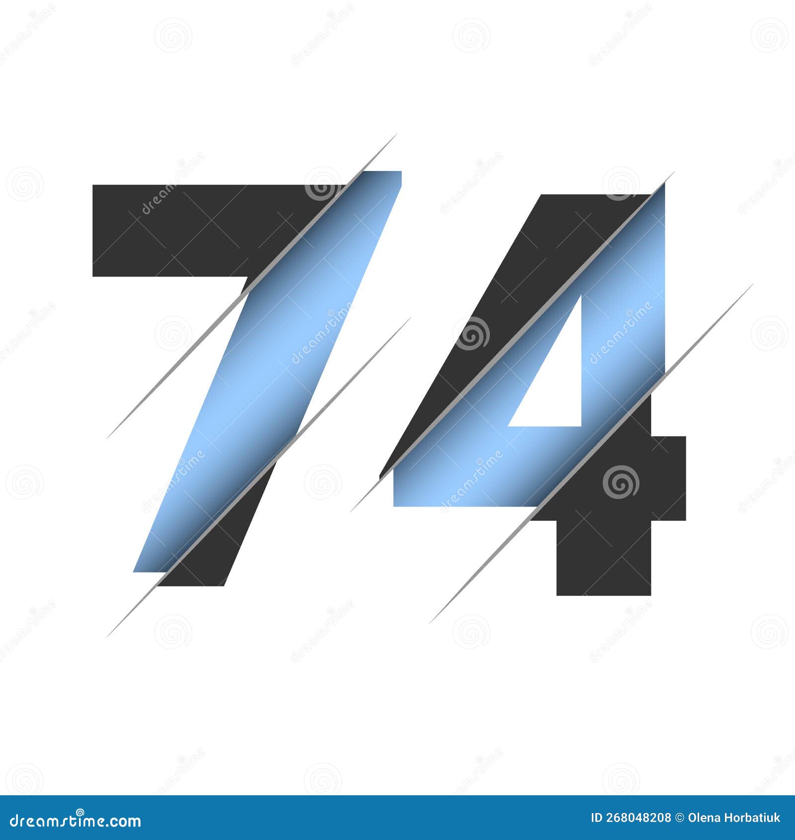 74 Number, 3d Cut Design. Icon for Celebration Design. Vector ...