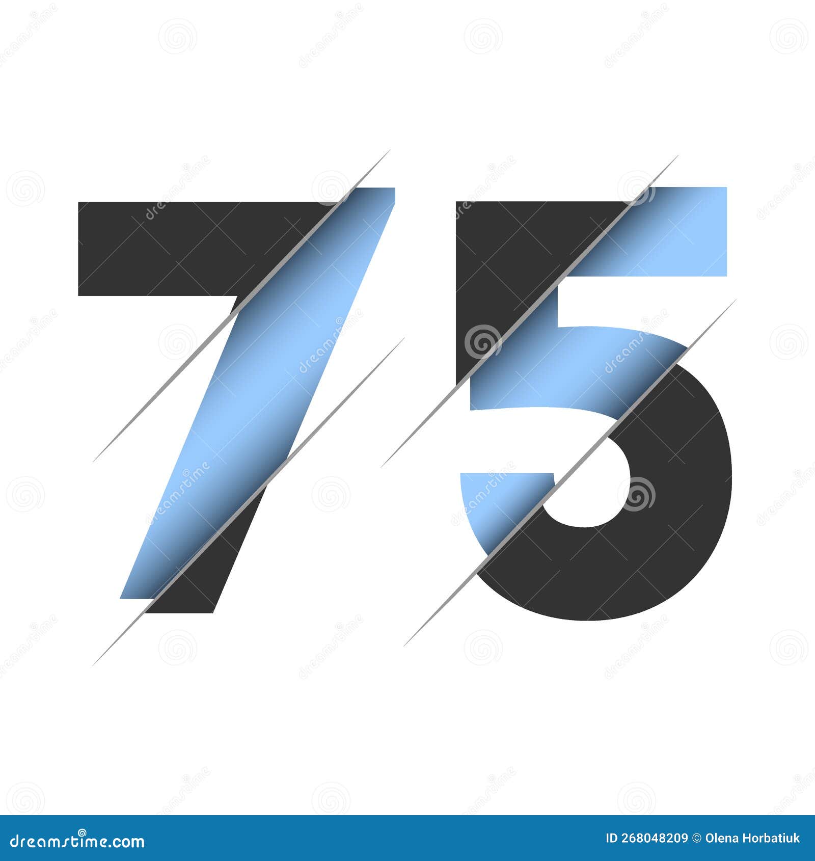 75 Number, 3d Cut Design. Icon for Celebration Design. Vector ...
