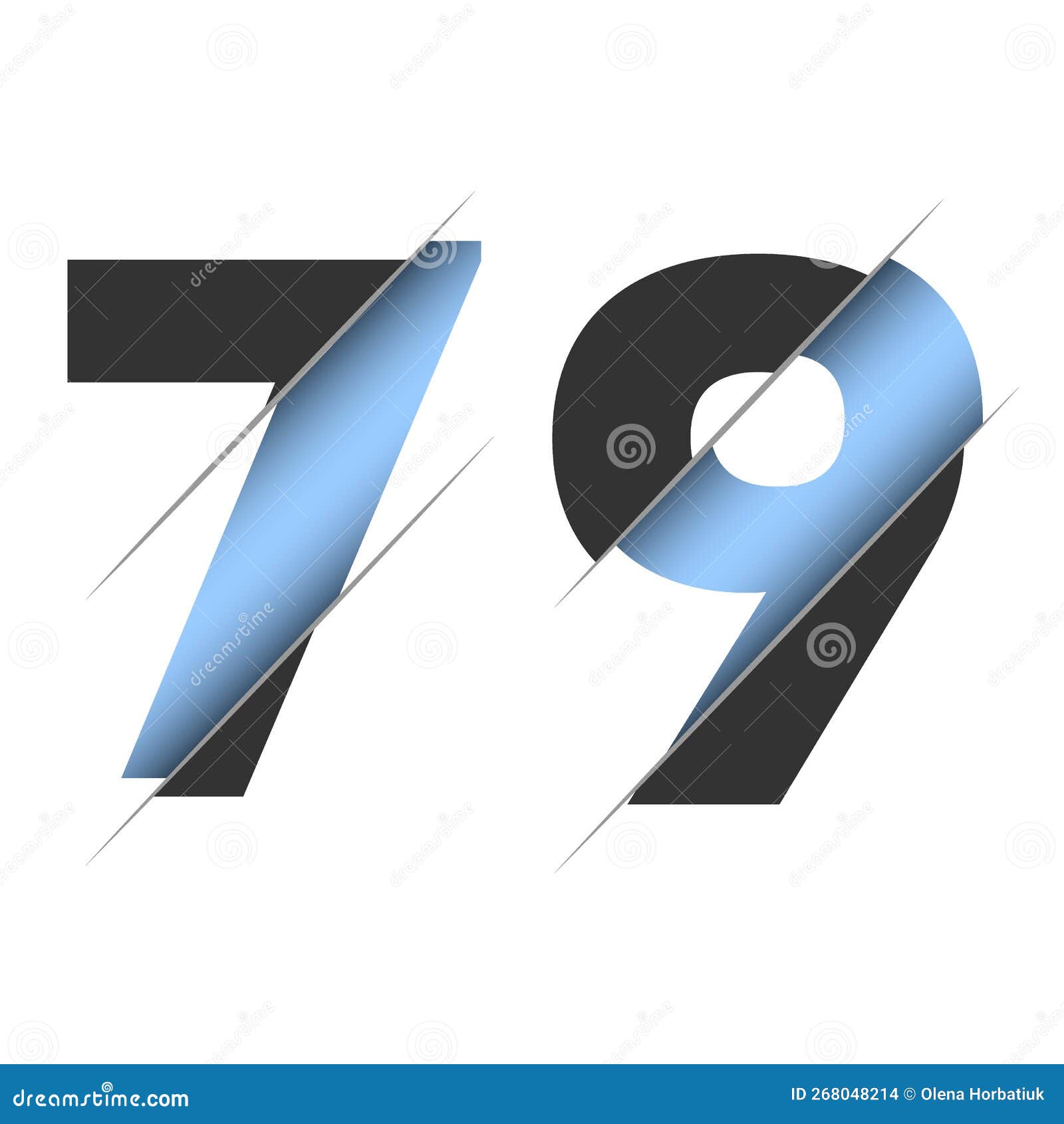 79 Number, 3d Cut Design. Icon for Celebration Design. Vector ...