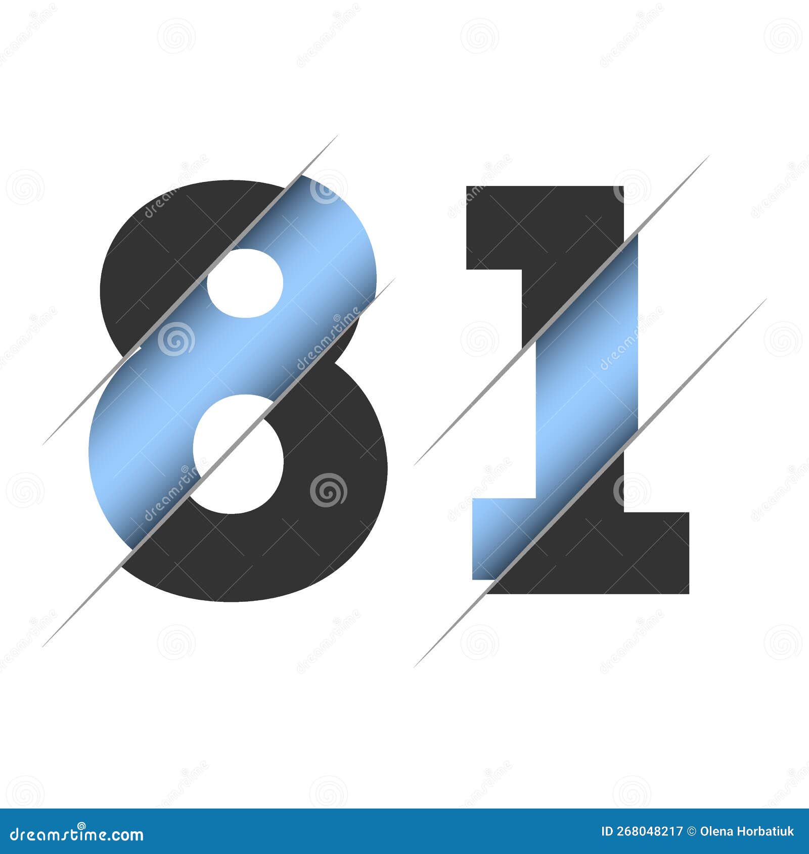 81 Number, 3d Cut Design. Icon for Celebration Design. Vector ...