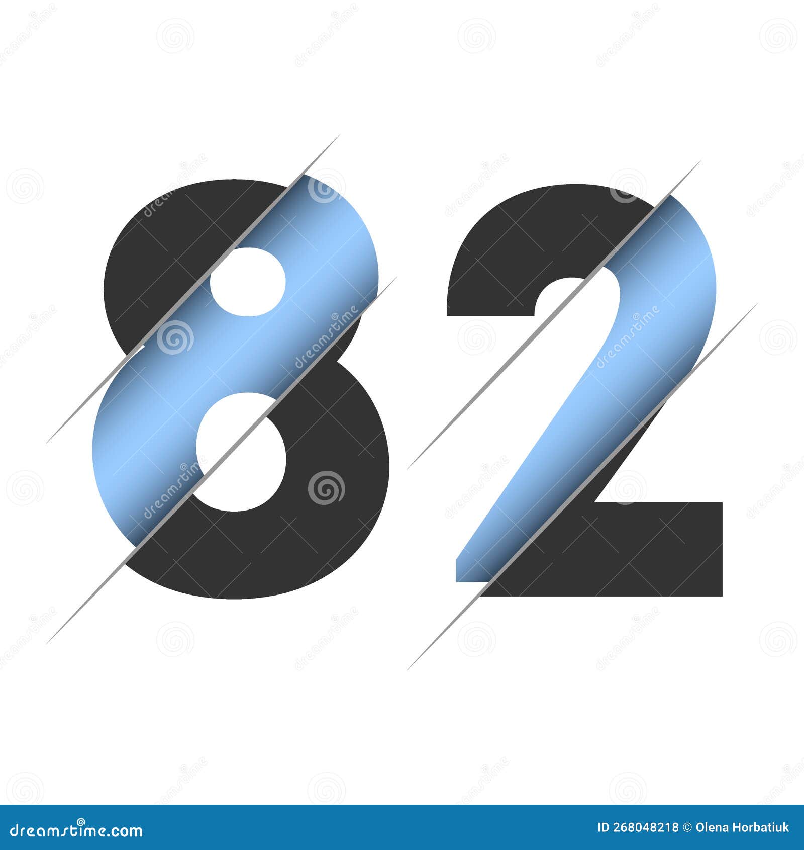 82 Number, 3d Cut Design. Icon for Celebration Design. Vector ...
