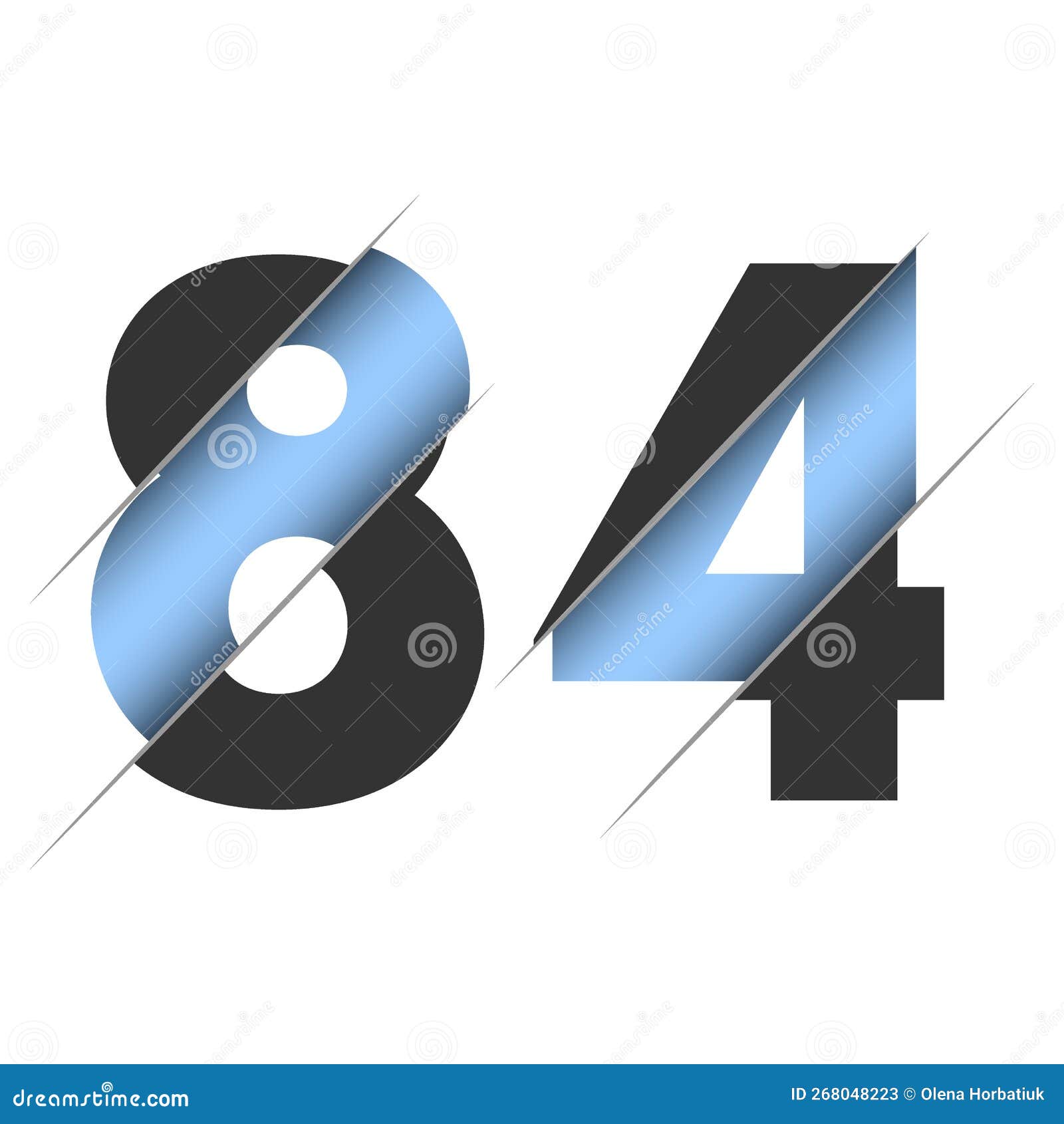 84 Number, 3d Cut Design. Icon for Celebration Design. Vector ...