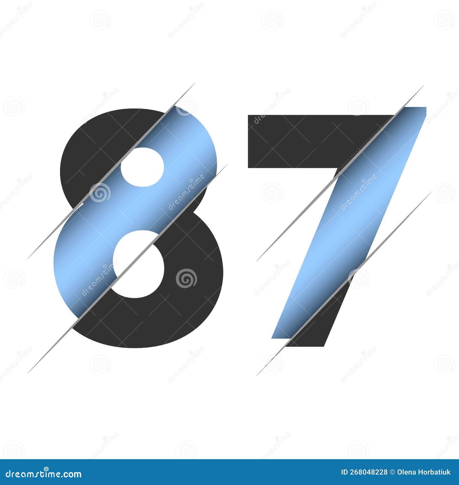 87 Number, 3d Cut Design. Icon for Celebration Design. Vector ...