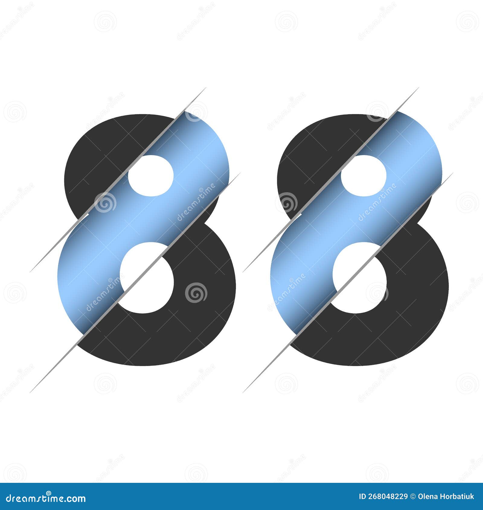 88 Number, 3d Cut Design. Icon for Celebration Design. Vector ...