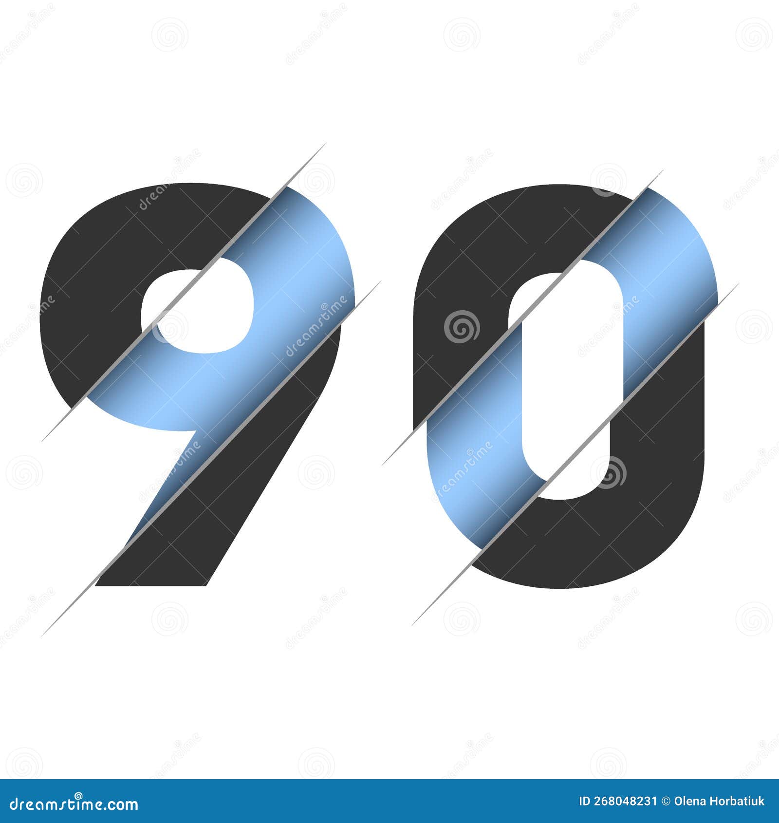 90 Number, 3d Cut Design. Icon for Celebration Design. Vector ...