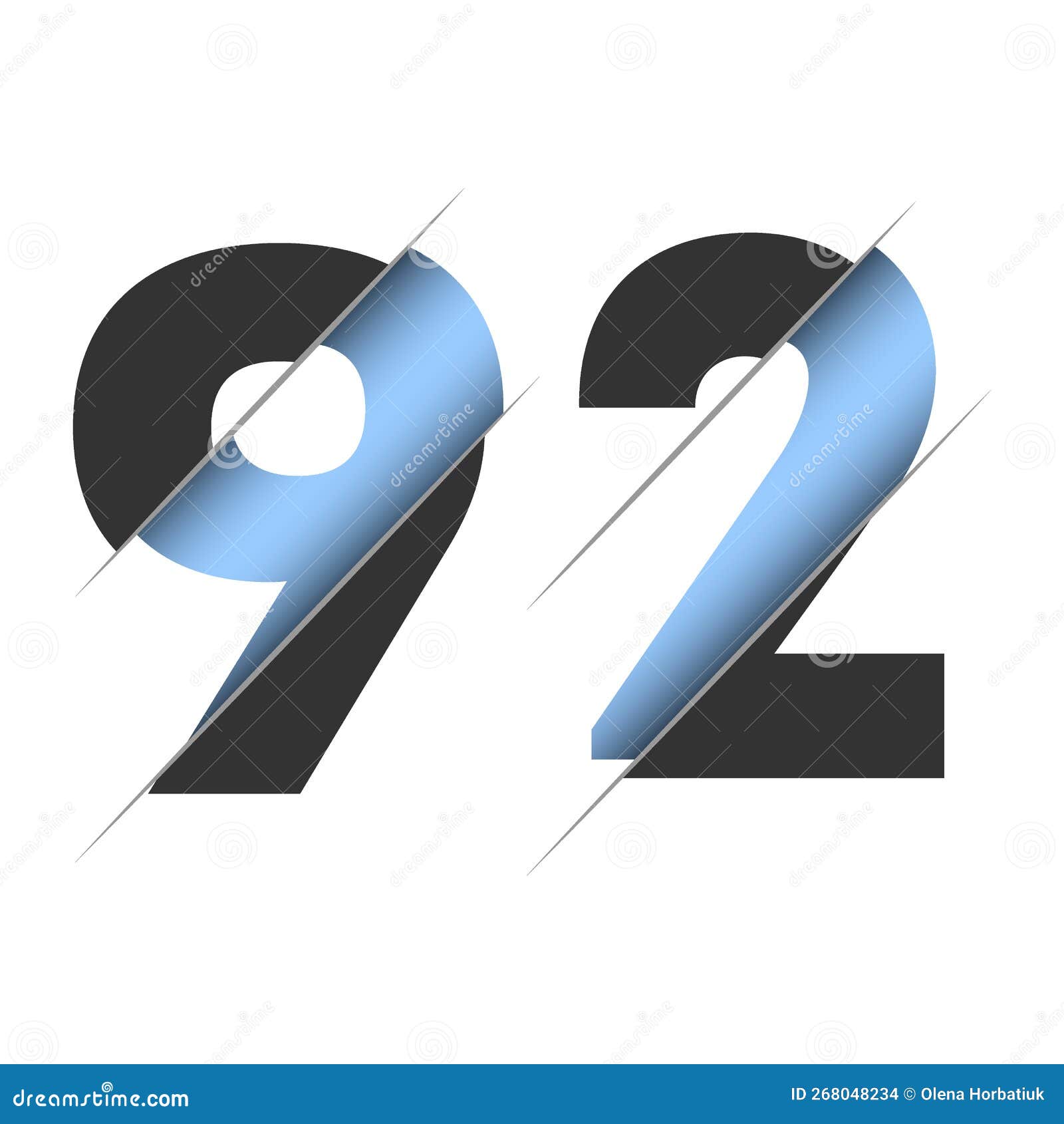 92 Number, 3d Cut Design. Icon for Celebration Design. Vector ...