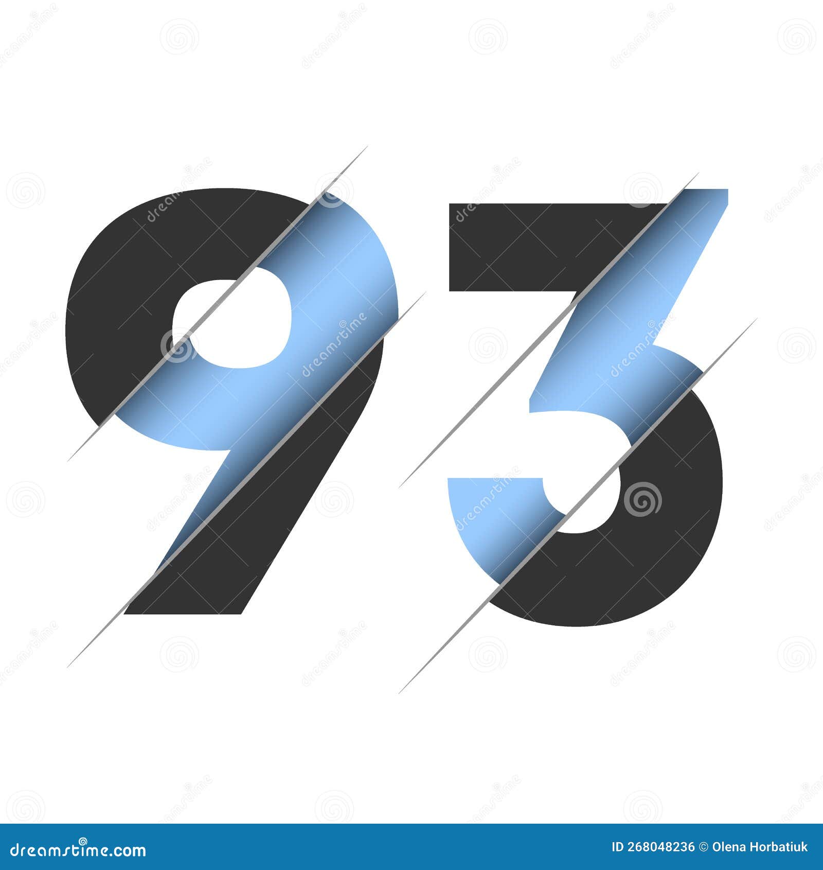 93 Number, 3d Cut Design. Icon for Celebration Design. Vector ...