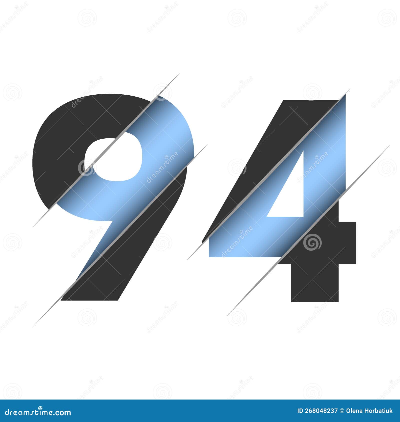 94 Number, 3d Cut Design. Icon for Celebration Design. Vector ...