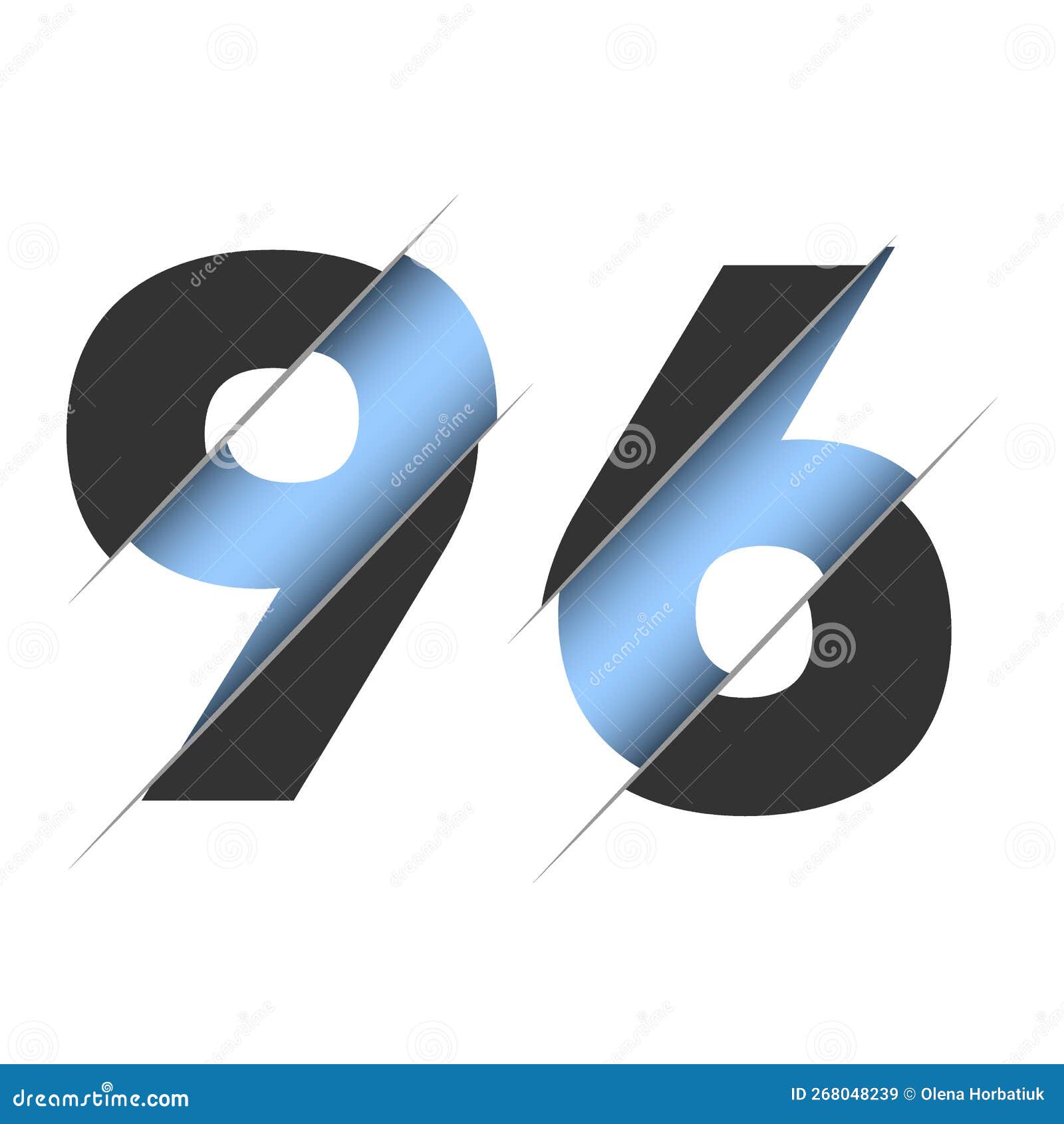 96 Number, 3d Cut Design. Icon for Celebration Design. Vector ...