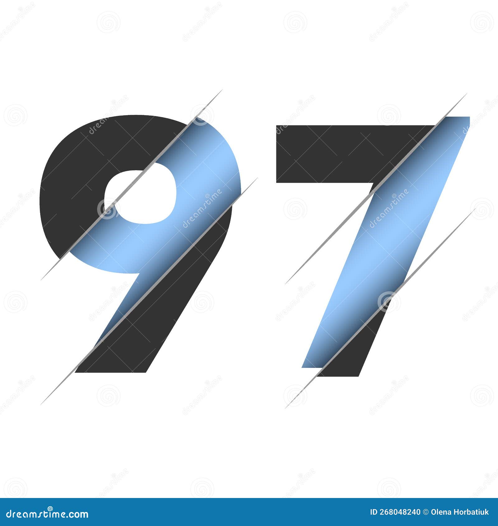 97 Number, 3d Cut Design. Icon for Celebration Design. Vector ...