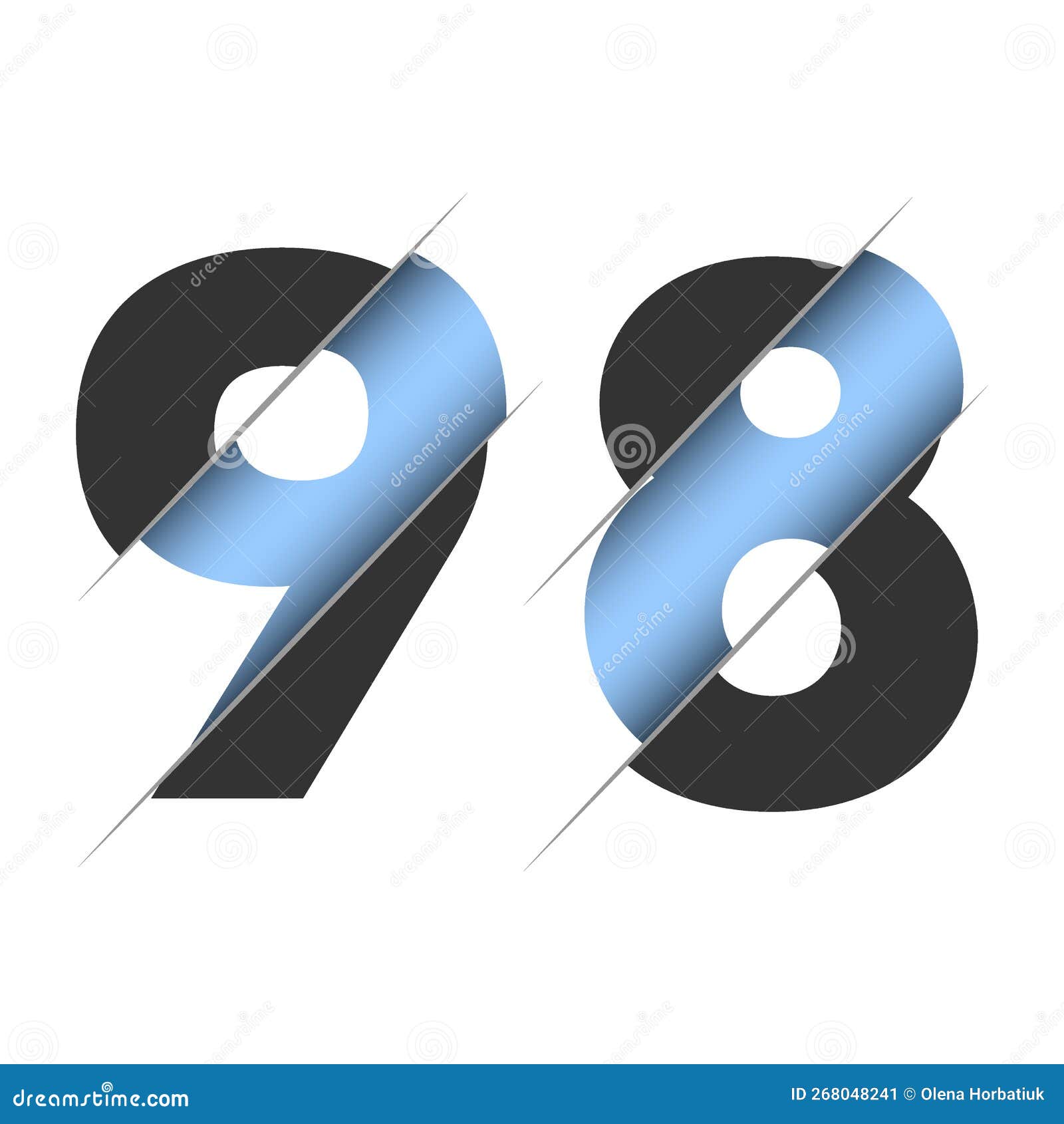 98 Number, 3d Cut Design. Icon for Celebration Design. Vector ...