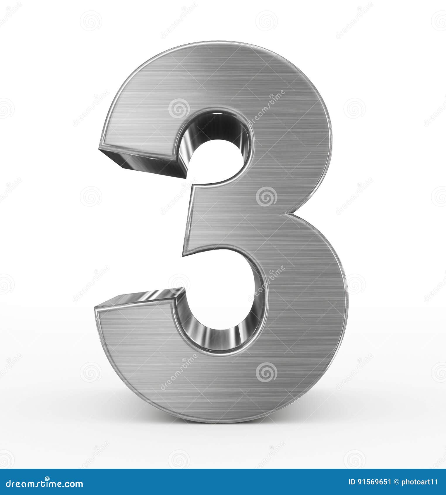 Number 3 3d Metal Isolated on White Stock Illustration - Illustration ...