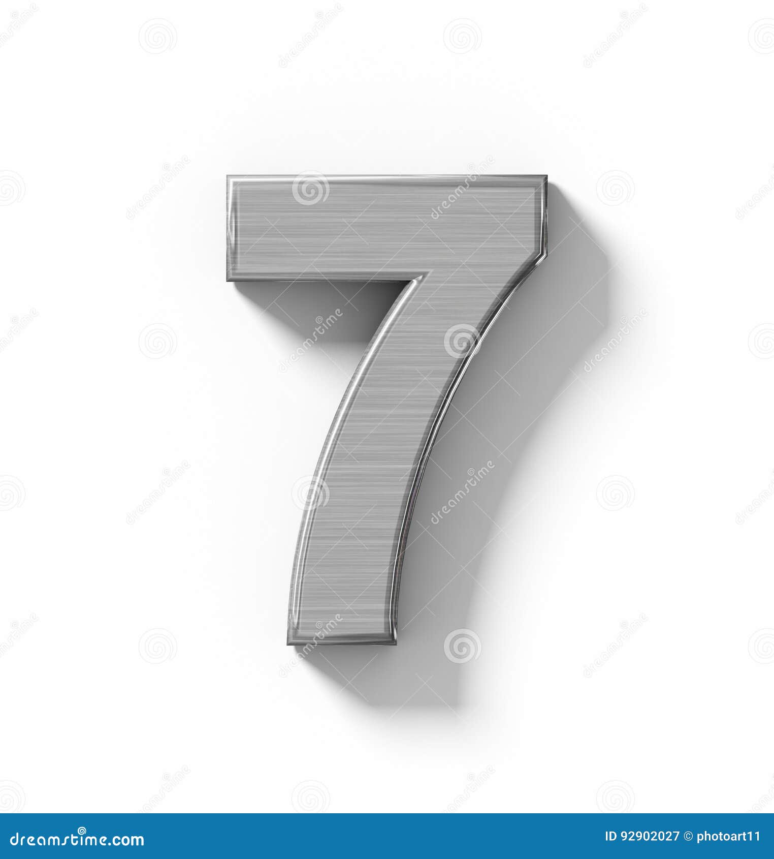 Number 7 3D Metal Isolated on White with Shadow - Orthogonal Pro Stock ...