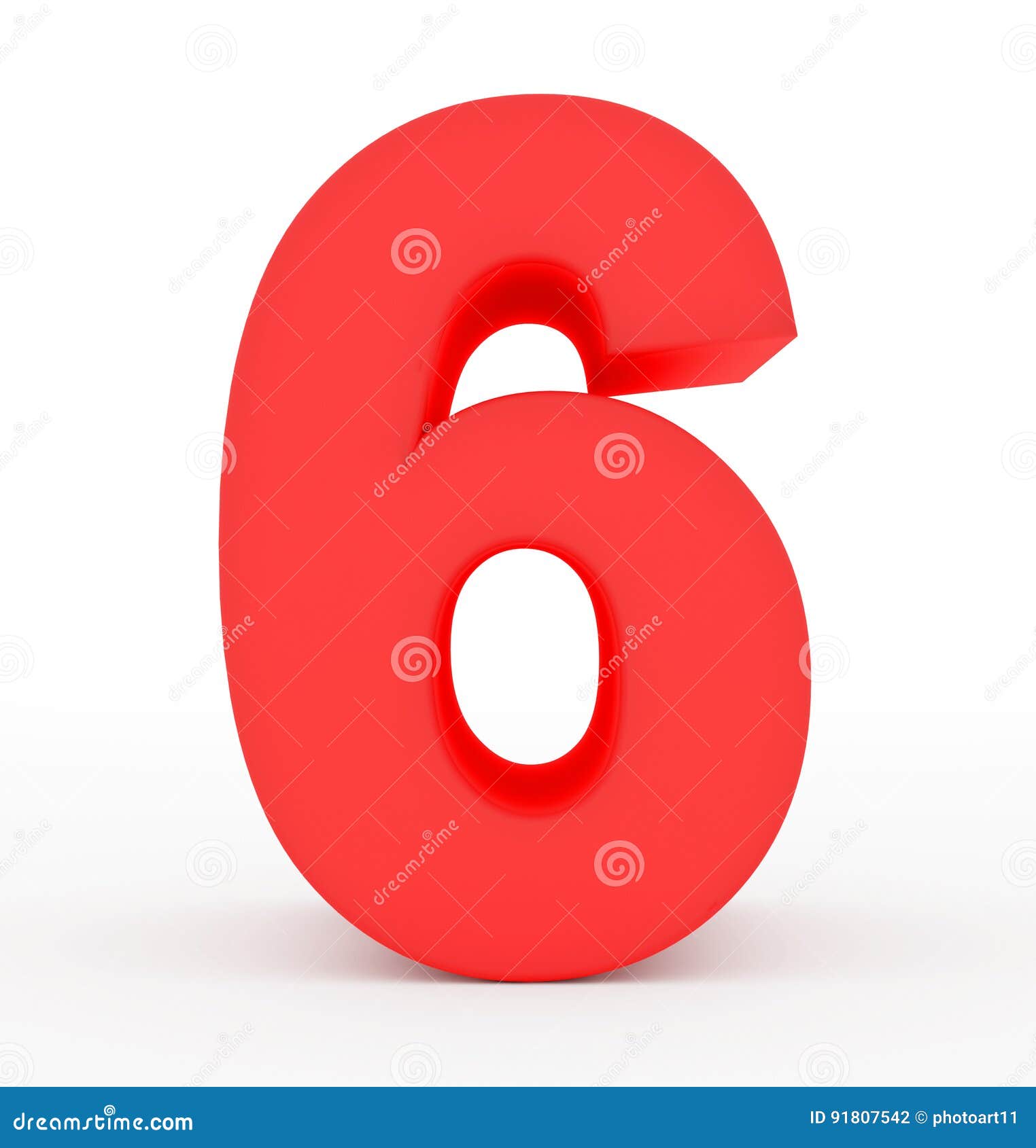Number 6 3d red on white stock illustration. Illustration of rendering ...
