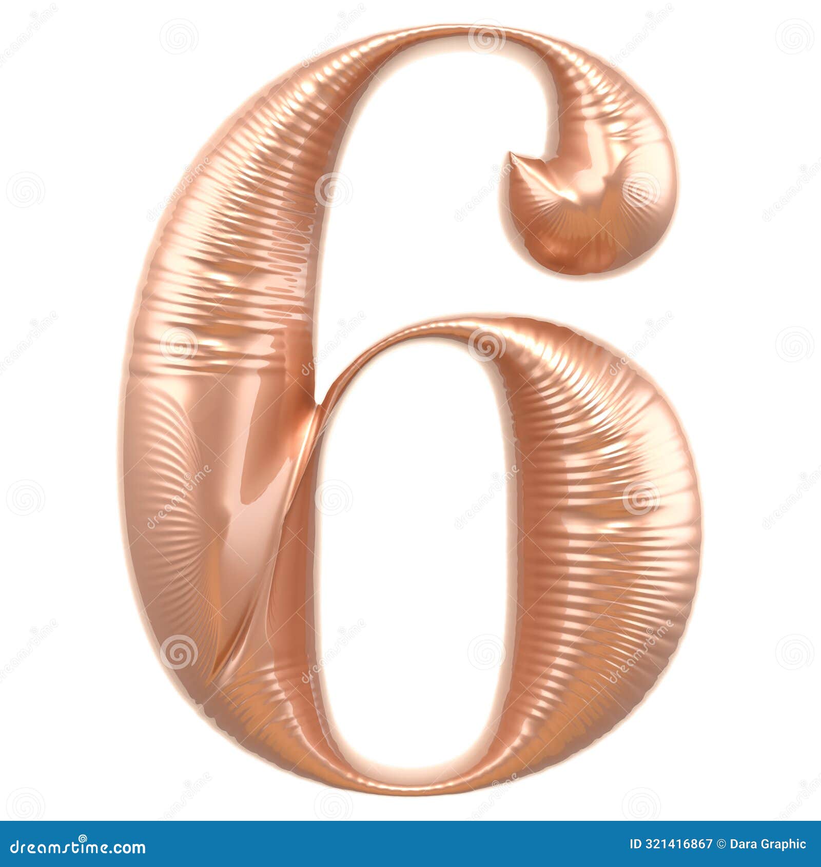 Number 6 3D Render with White Background Design Stock Image ...