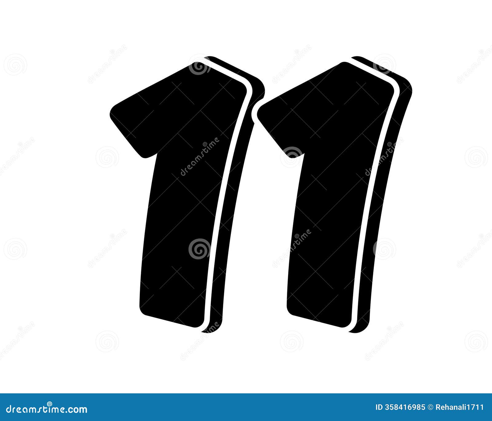 Number 11 3D with Shadow Effects on White Background Stock Illustration ...