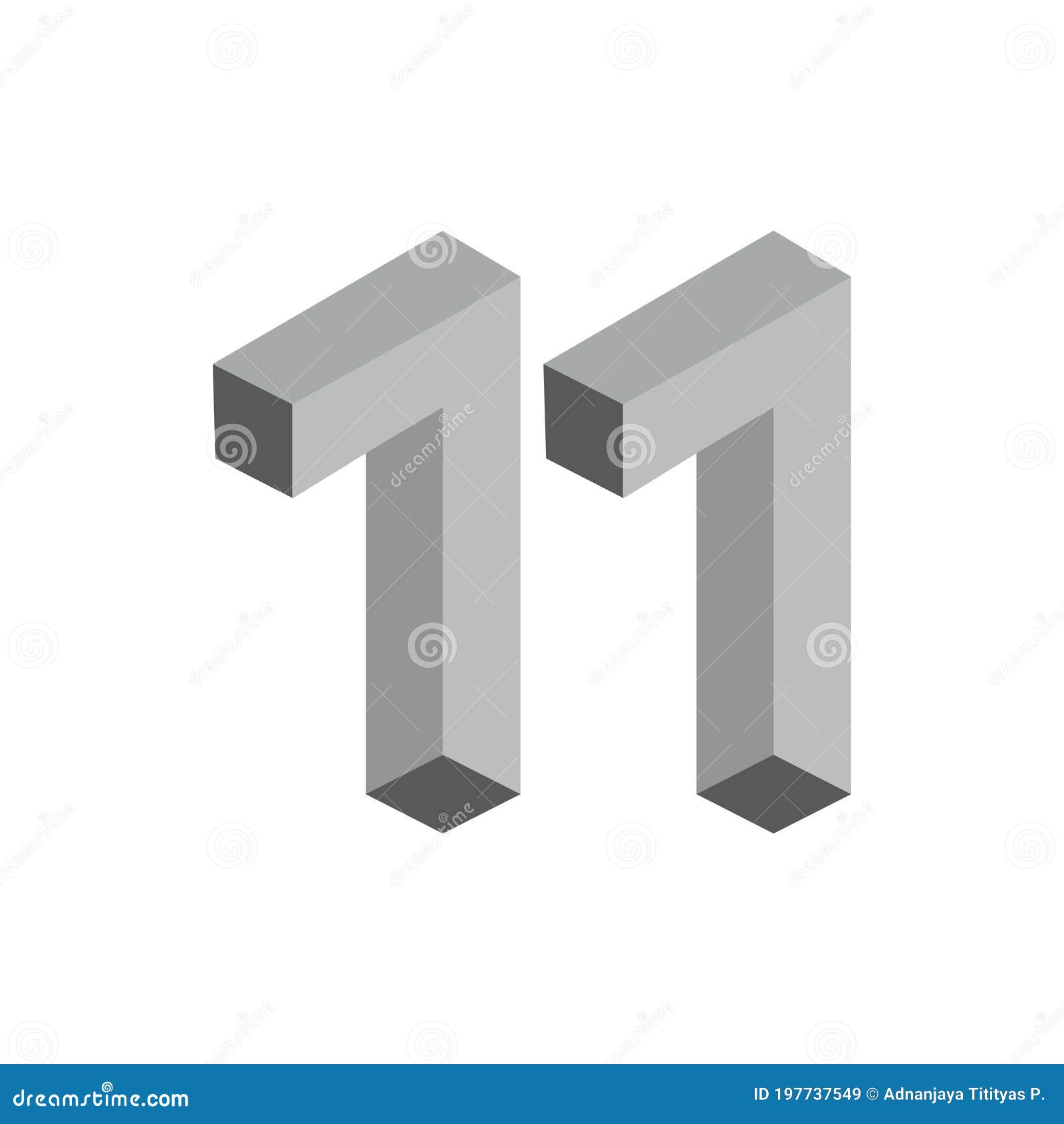 Number 1 11 3d Shadow Symbol Vector Stock Vector - Illustration of ...
