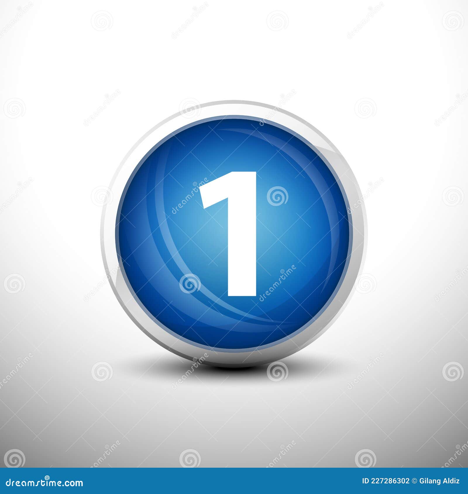 Number 1 in 3D Shiny Blue Keys for Web Icons Stock Vector ...