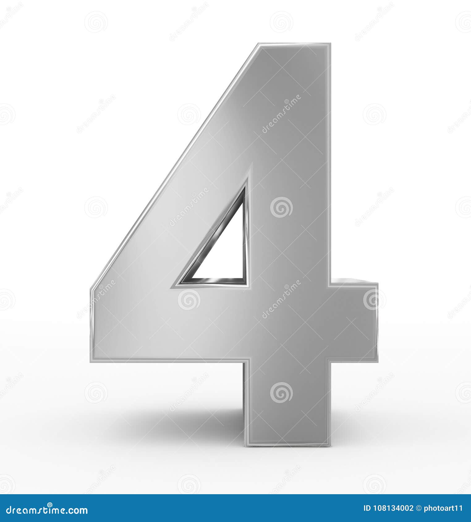 Number 4 3d Silver Isolated on White Stock Illustration - Illustration ...