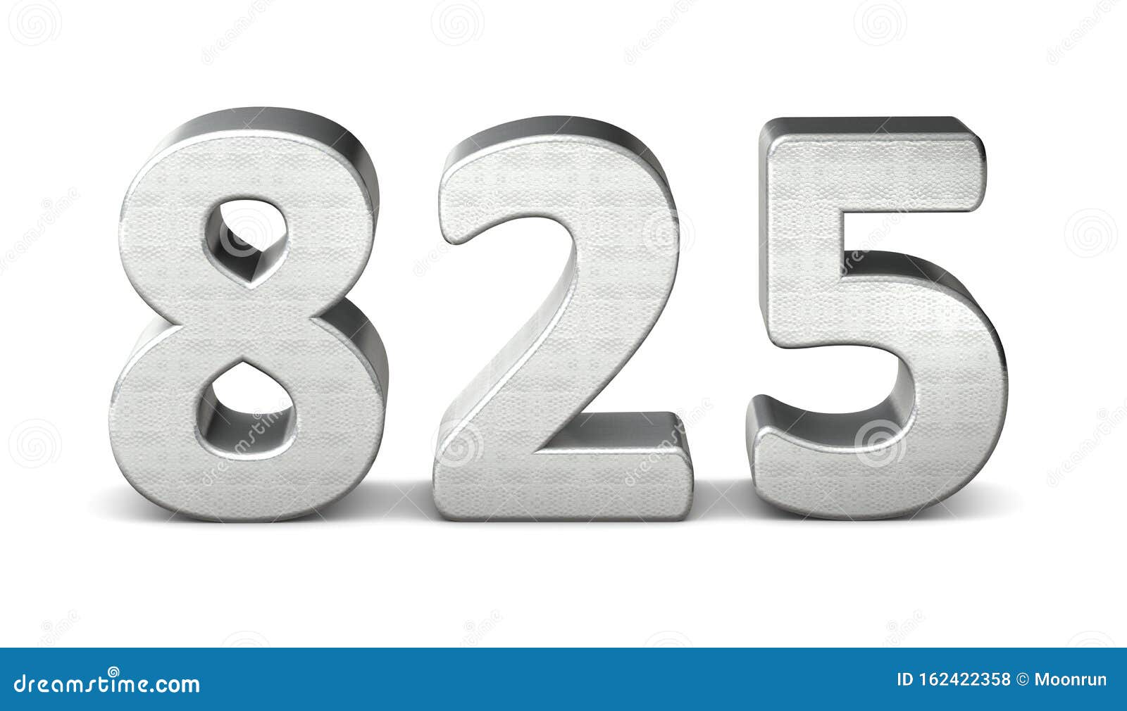 825 Number 3d Silver Structure 3d Stock Illustration - Illustration of ...