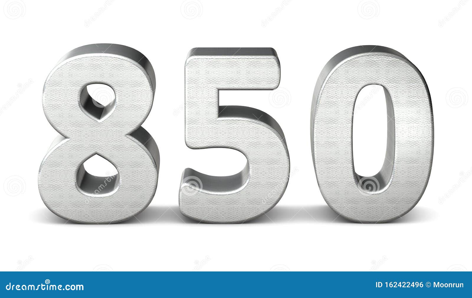 850 Number 3d Silver Structure 3d Stock Illustration - Illustration of ...