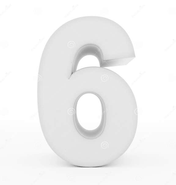 Number 6 3d White Isolated on White Stock Illustration - Illustration ...