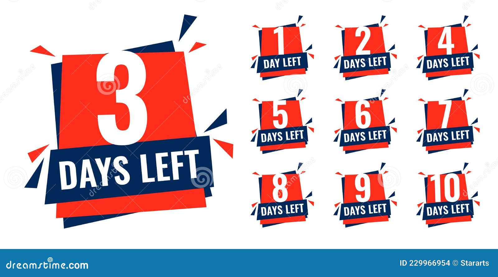 Number of Days Left Countdown Timer Banner in Flat Style Stock Vector ...