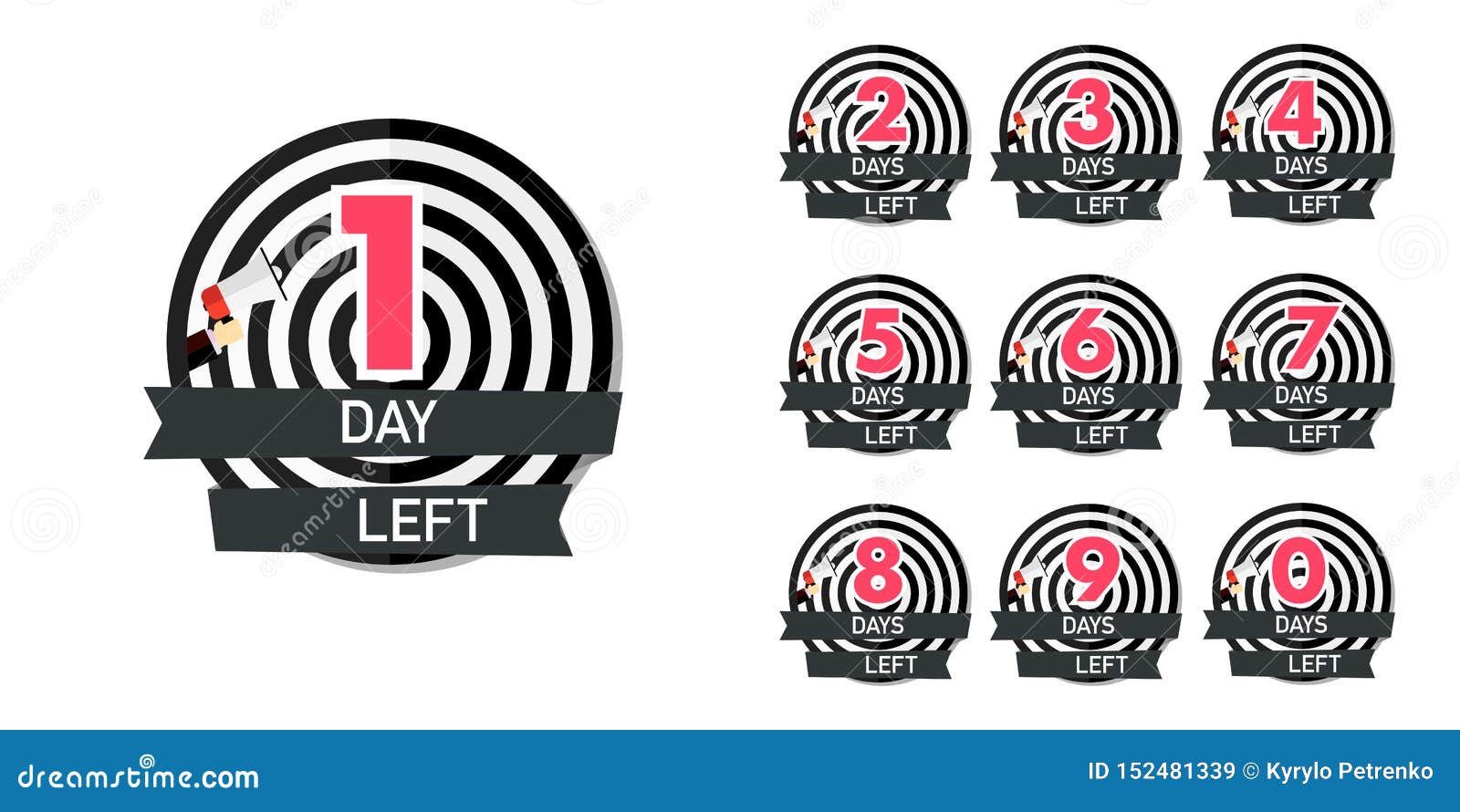 Number of Days Left Set Vector Emblems Stock Illustration ...