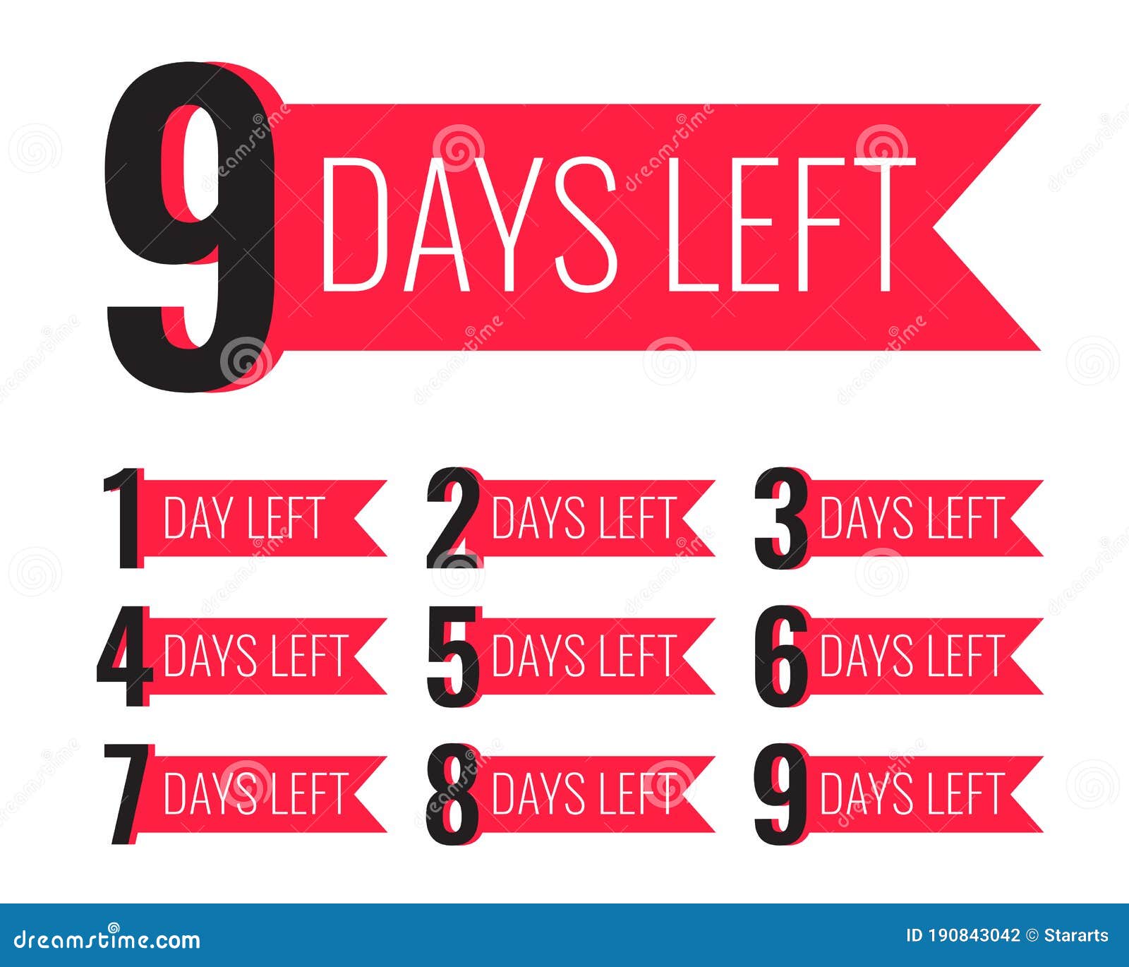 Number of Days Left Template in Ribbon Style Stock Vector ...
