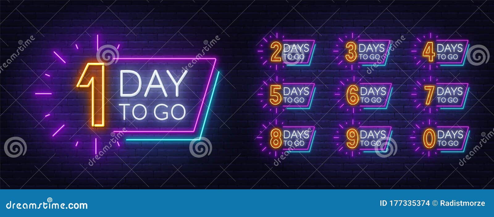 Neon Countdown Timer. Clock Counter. Vector Illustration. Glowing ...