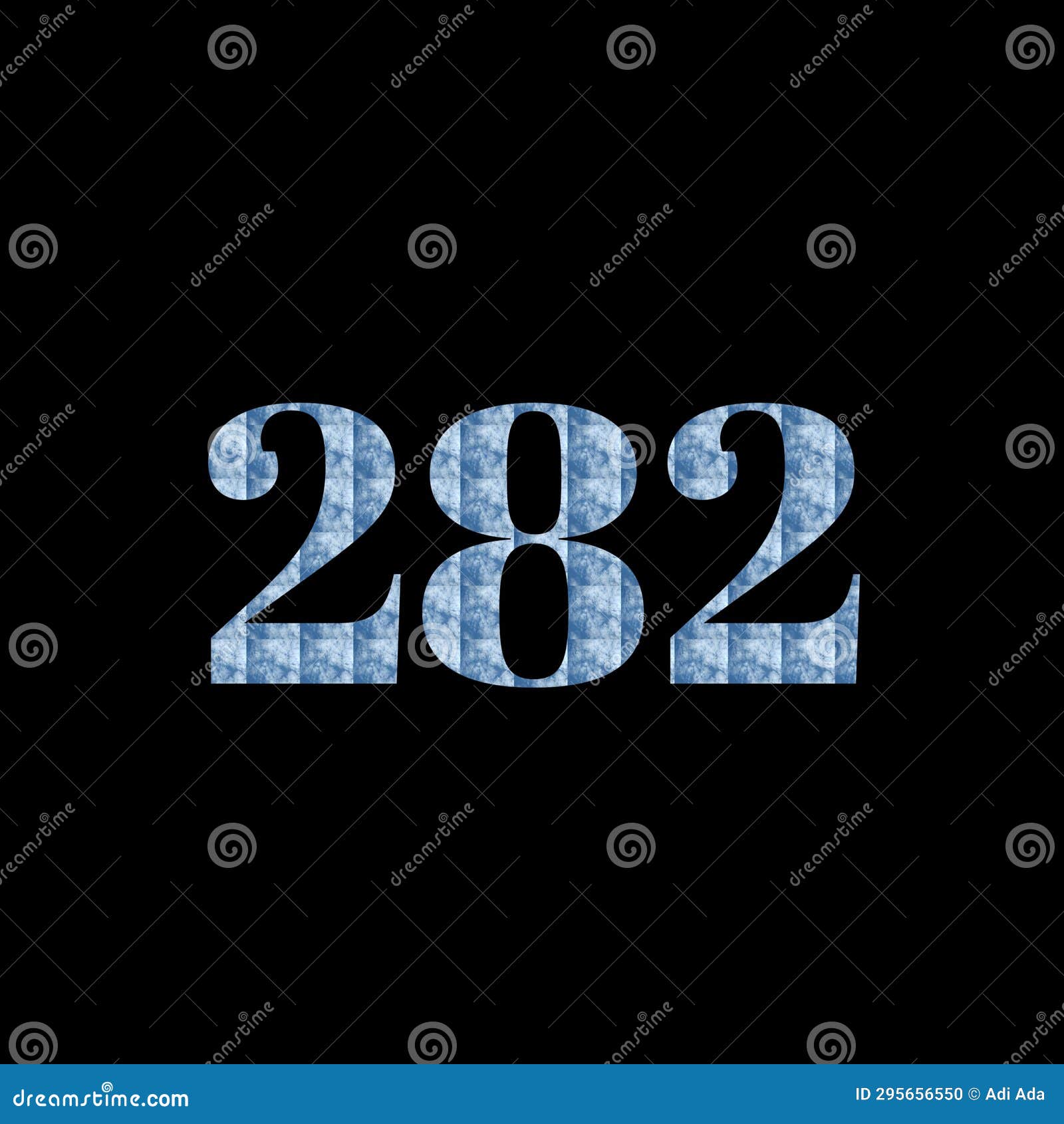 Number 282 Design with Cloud Texture on White and Black Background ...