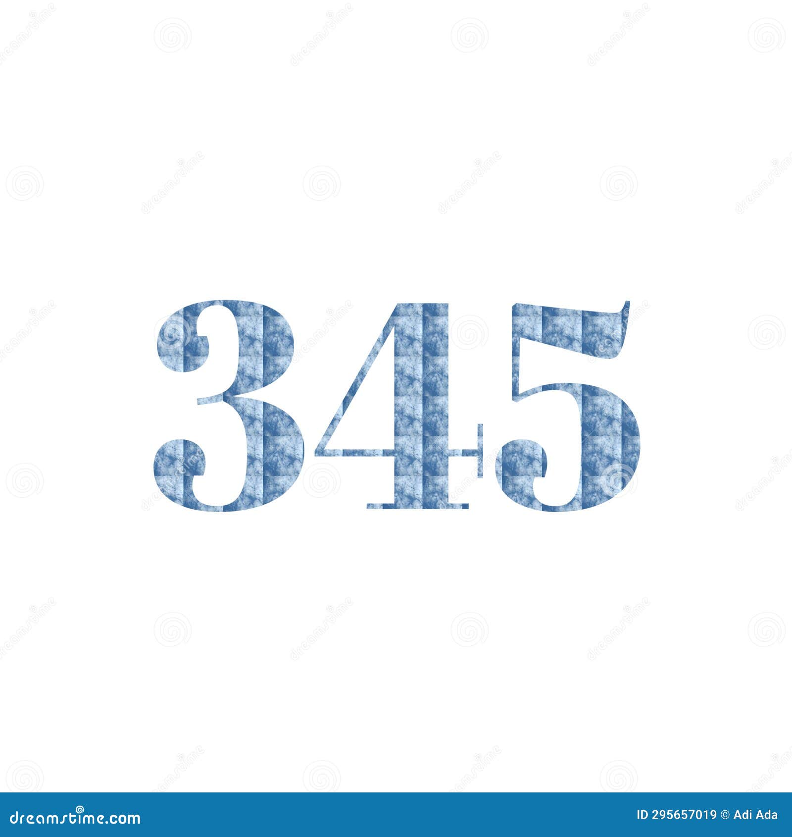 Number 345 Design with Cloud Texture on White and Black Background ...